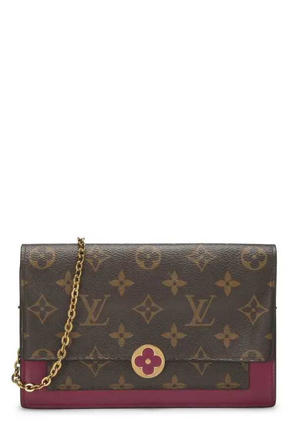 LOUIS VUITTON Monogram Canvas Flore Wallet On Chain - Purple