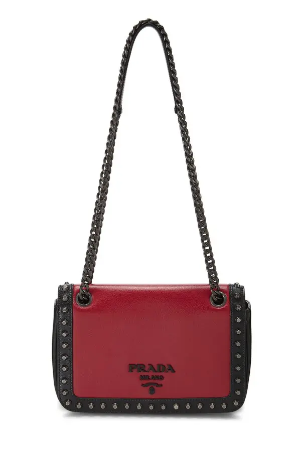 Prada Studded Crossbody Bag - Red