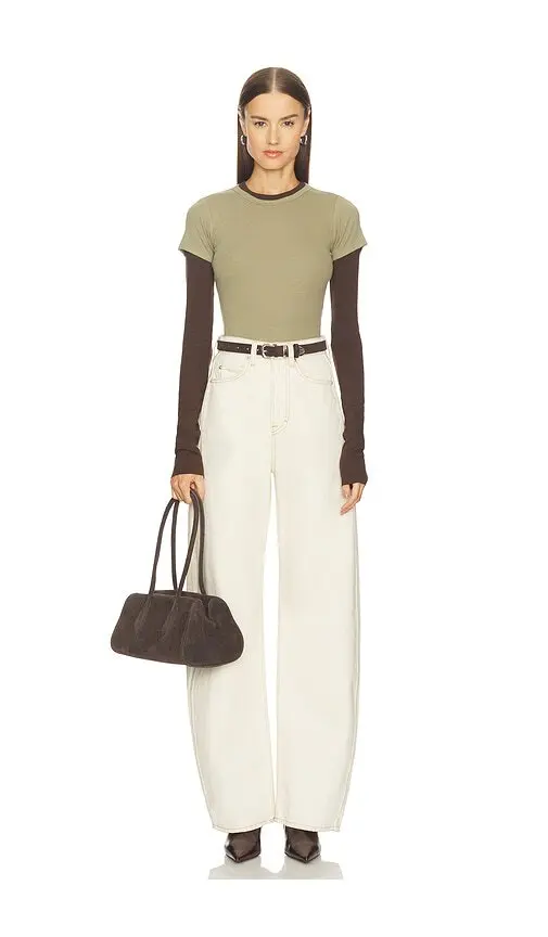 GRLFRND Crew Neck Extra Long Sleeve Tee - Brown