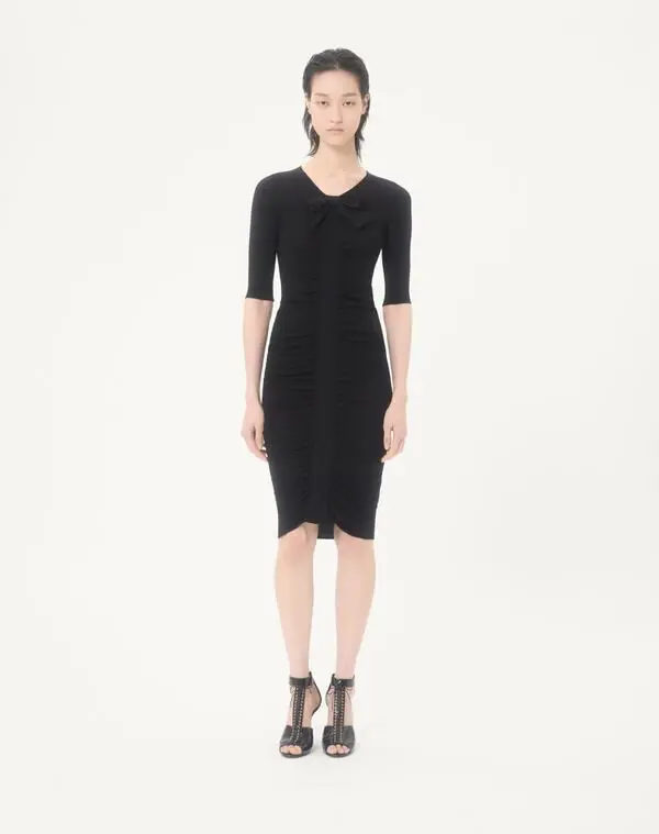 Valentino Garavani Knitted Short Dress With Bow Detail - Black