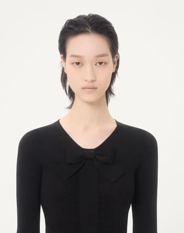 Valentino Garavani Knitted Short Dress With Bow Detail - Black