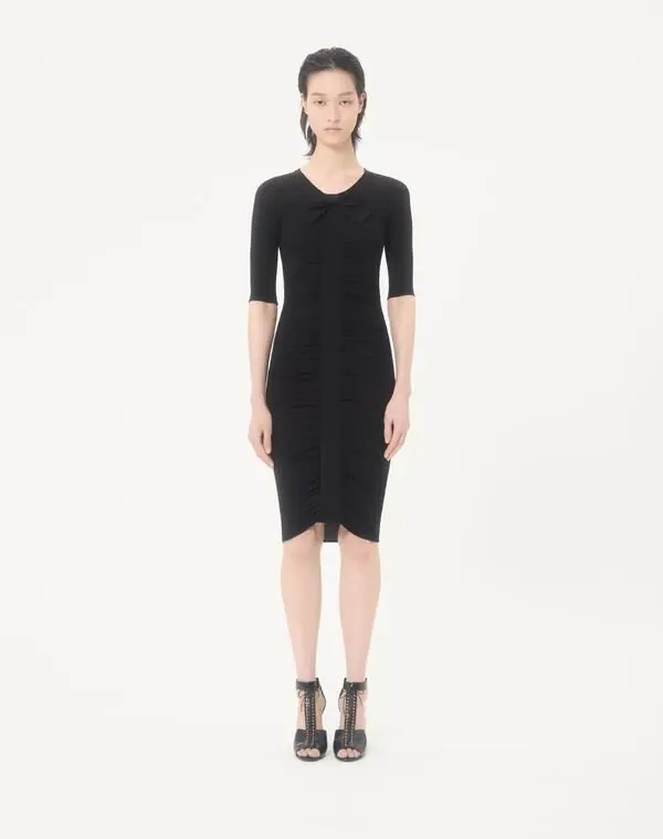 Valentino Garavani Knitted Short Dress With Bow Detail - Black