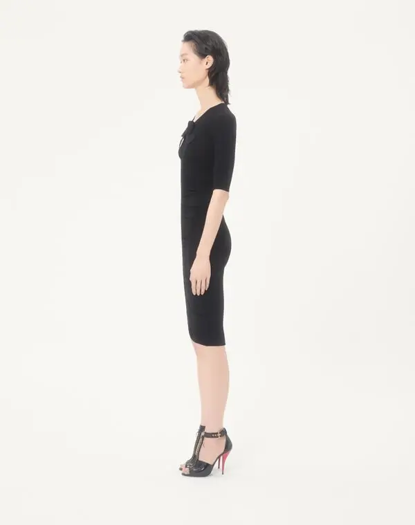 Valentino Garavani Knitted Short Dress With Bow Detail - Black