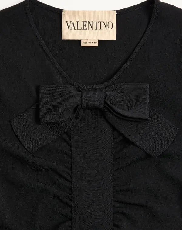 Valentino Garavani Knitted Short Dress With Bow Detail - Black
