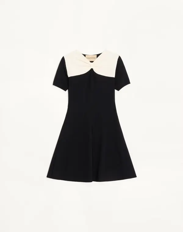 Valentino Garavani Knitted Short Dress With Bow Detail - Black/ivory