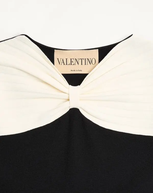 Valentino Garavani Knitted Short Dress With Bow Detail - Black/ivory