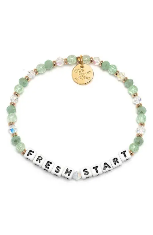 LITTLE WORDS PROJECT Fresh Start Beaded Stretch Bracelet - White/green