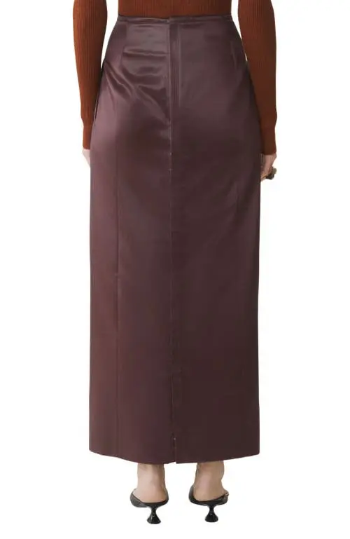 LANVIN Straight Midi Skirt In Satin Fabric - Mocha