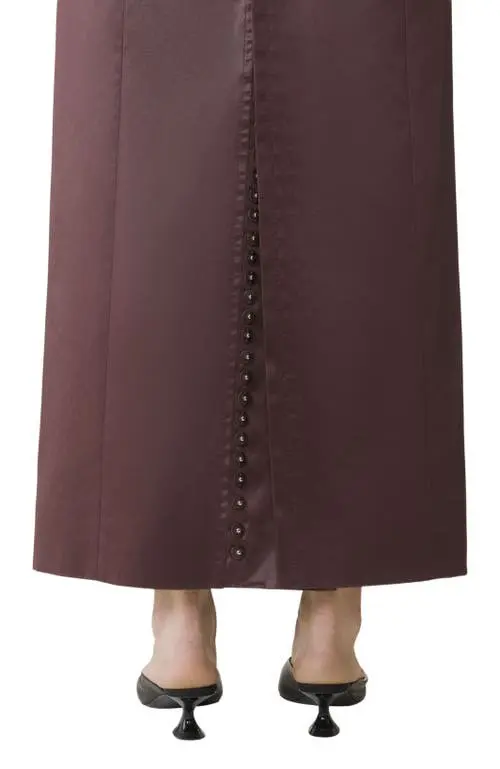LANVIN Straight Midi Skirt In Satin Fabric - Mocha