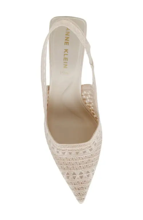 Anne Klein Ismeralda Slingback Pointed Toe Pump - Creme Crochet