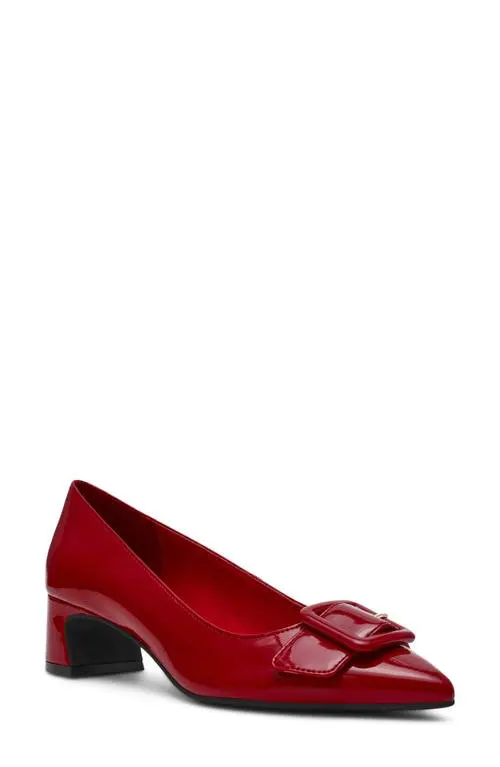Anne Klein Senara Buckle Pointed Toe Pump - Deep Red