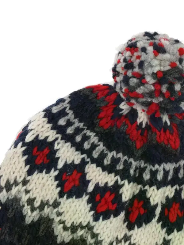 CHAMULA Fair Isle-pattern Pom-pom Beanie - Blue
