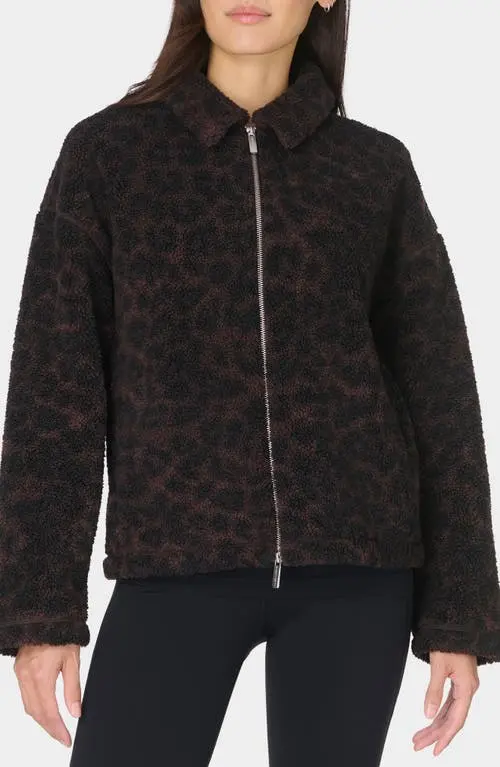 Sweaty Betty Leopard Print Fleece Jacket