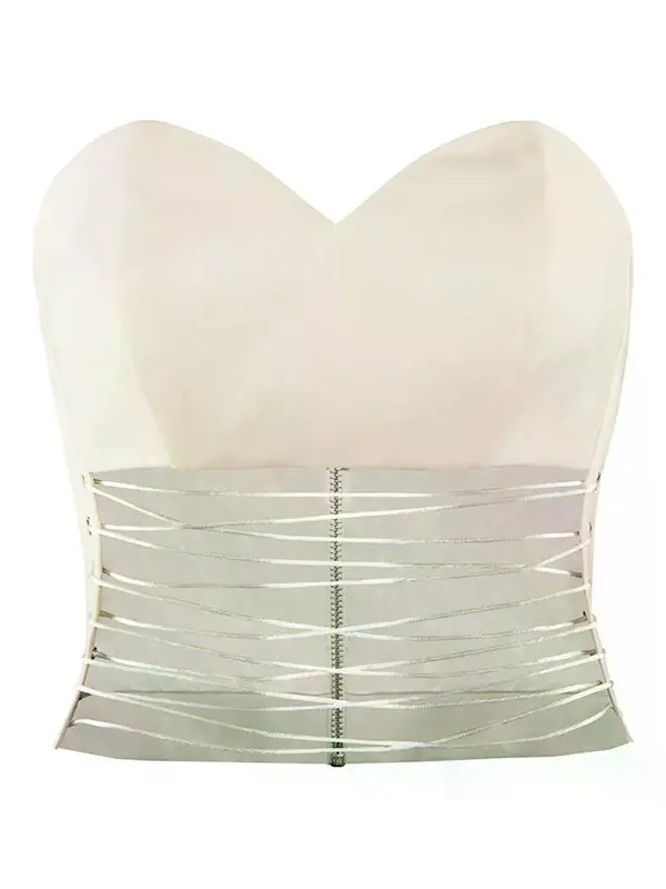 VESTIAIRE D'UN OISEAU LIBRE Lace-up Corset Top - Neutrals