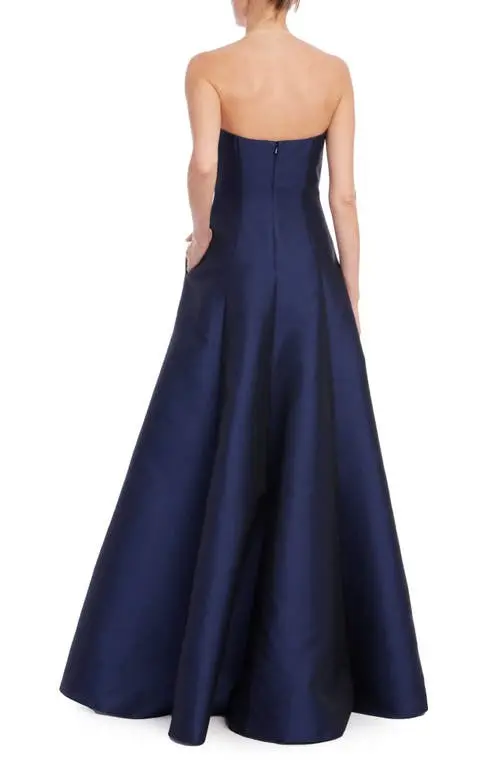 Badgley Mischka Strapless Satin Gown