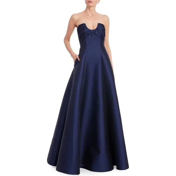 Badgley Mischka Strapless Satin Gown