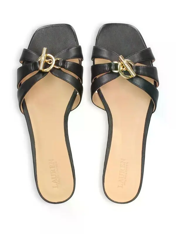 Ralph Lauren Buckle-strap Leather Sandals - Black