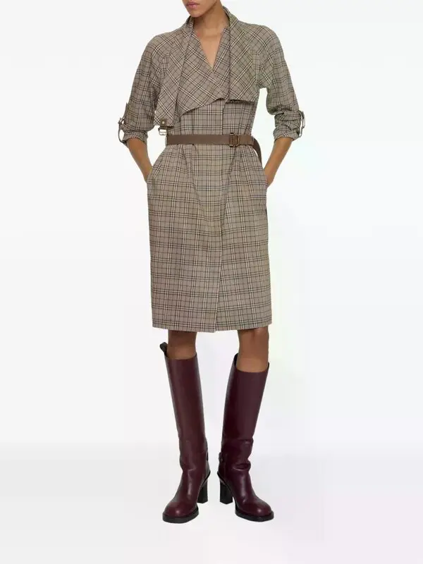 Burberry Scarf-collar Checked Mini Dress