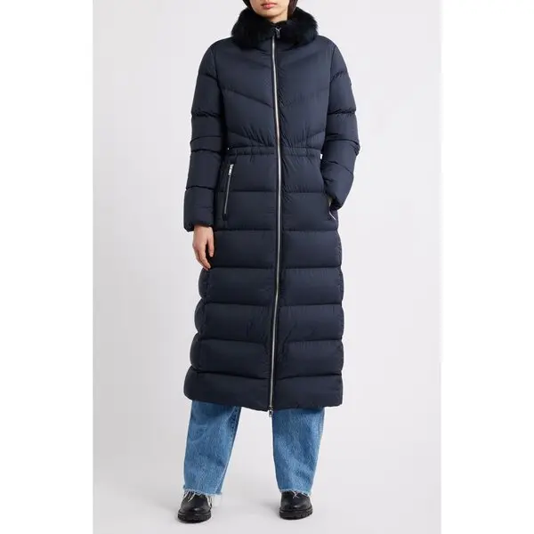 Moose Knuckles Belle Cote Down Puffer Coat With Shearling Collar