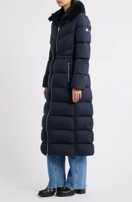 Moose Knuckles Belle Cote Down Puffer Coat With Shearling Collar
