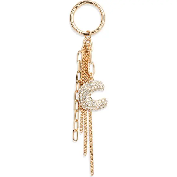 Chelsea28 Pavé Crystal Initial Bag Charm - C- Clear- Gold