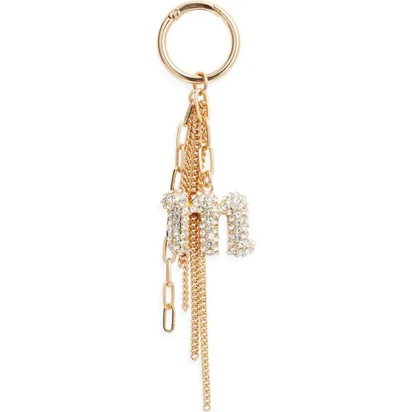 Chelsea28 Pavé Crystal Initial Bag Charm - M- Clear- Gold