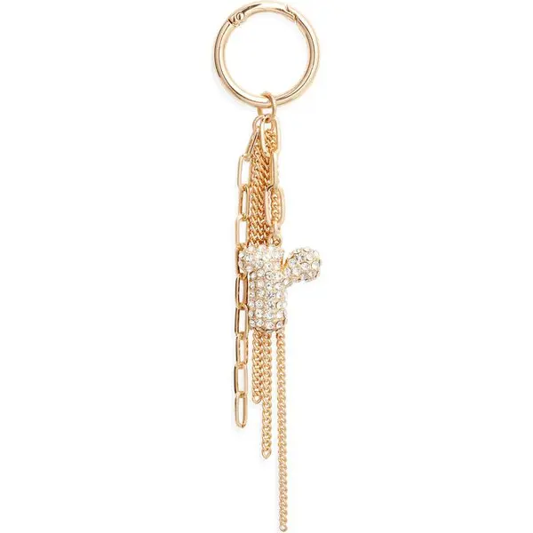 Chelsea28 Pavé Crystal Initial Bag Charm - R- Clear- Gold