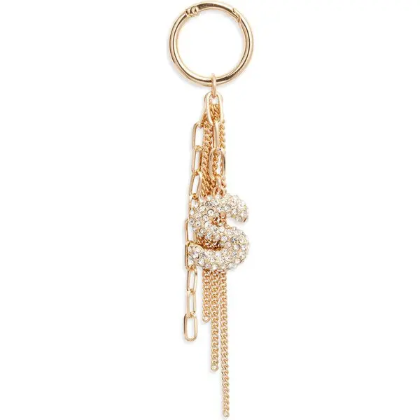 Chelsea28 Pavé Crystal Initial Bag Charm - S- Clear- Gold