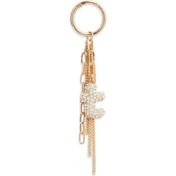 Chelsea28 Pavé Crystal Initial Bag Charm - T- Clear- Gold