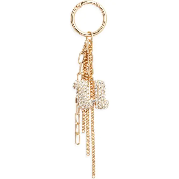 Chelsea28 Pavé Crystal Initial Bag Charm - V- Clear- Gold