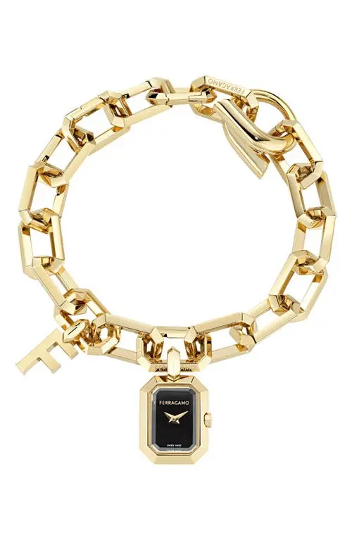 FERRAGAMO Charm Bracelet Watch - Ip Yellow Gold