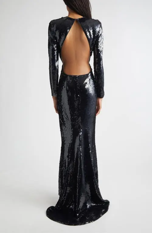 Stella McCartney Long Sleeve Sequin Gown