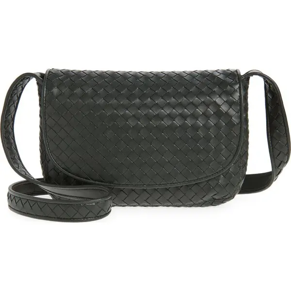 Bottega Veneta Intrecciato Leather Messenger Bag - 3009 Dark Green-silver