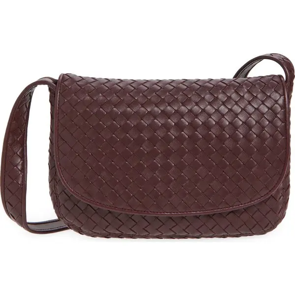 Bottega Veneta Intrecciato Leather Messenger Bag - Deep Mahogany-silver