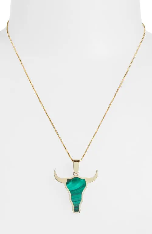 Established Mini Steer Inlay Pendant Necklace - Malachite