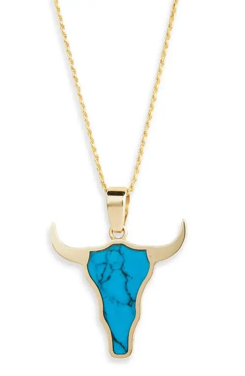 Established Mini Steer Inlay Pendant Necklace - Yellow Gold