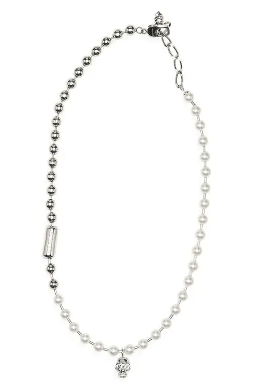 Alexander McQueen Skull And Faux Pendant Necklace - Pearl