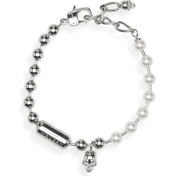 Alexander McQueen Skull And Faux Bracelet - Pearl