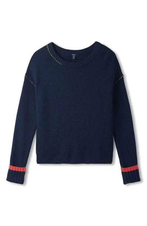HATLEY Contrast Stitch Waffle Knit Cotton Blend Sweater