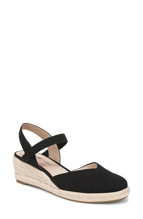 LIFESTRIDE Pilar Slingback Espadrille Wedge Sandal - Black