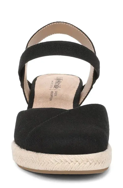 LIFESTRIDE Pilar Slingback Espadrille Wedge Sandal - Black