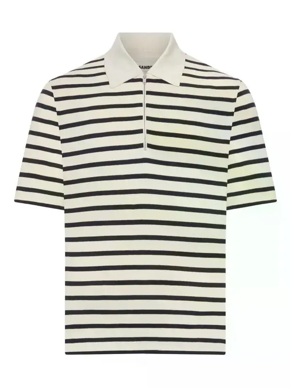 JIL SANDER Striped Zip Polo Shirt - Neutrals
