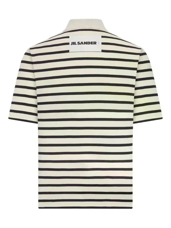 JIL SANDER Striped Zip Polo Shirt - Neutrals