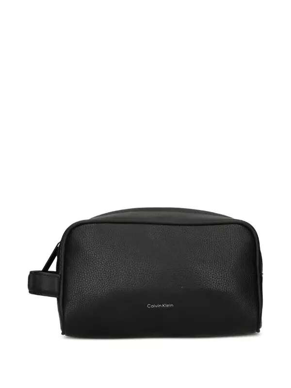 Calvin Klein Textured Handle-strap Wash Bag - Black