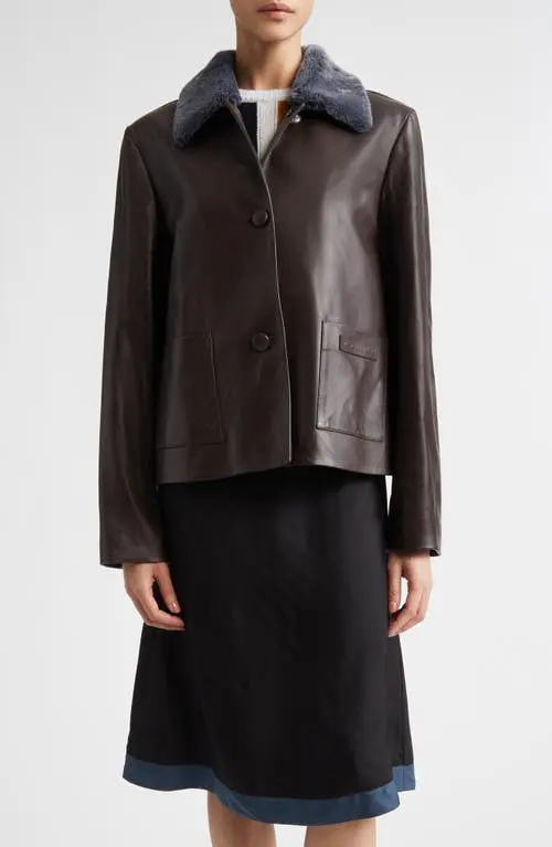 Marni Leather Jacket With Shearling Collar