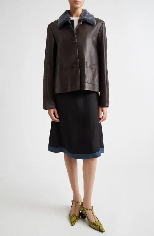 Marni Leather Jacket With Shearling Collar