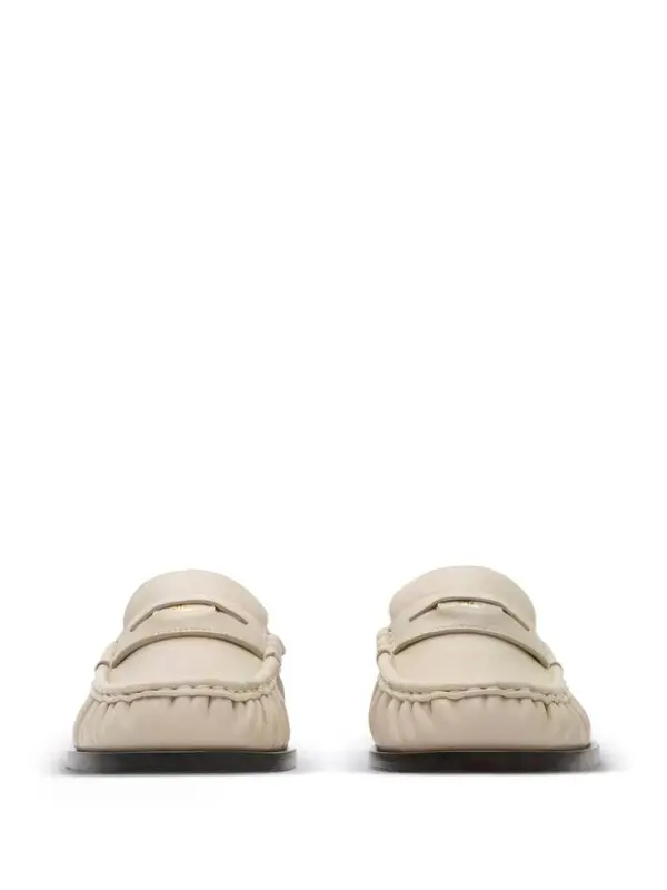 Burberry Cadet Leather Mules With Enamelled Knight Plaque - Neutrals