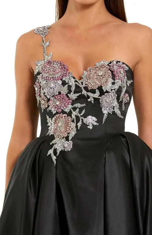 Mac Duggal One-shoulder Floral Midi Dress