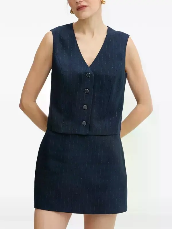 Guess Pinstripe Cropped Vest - Blue