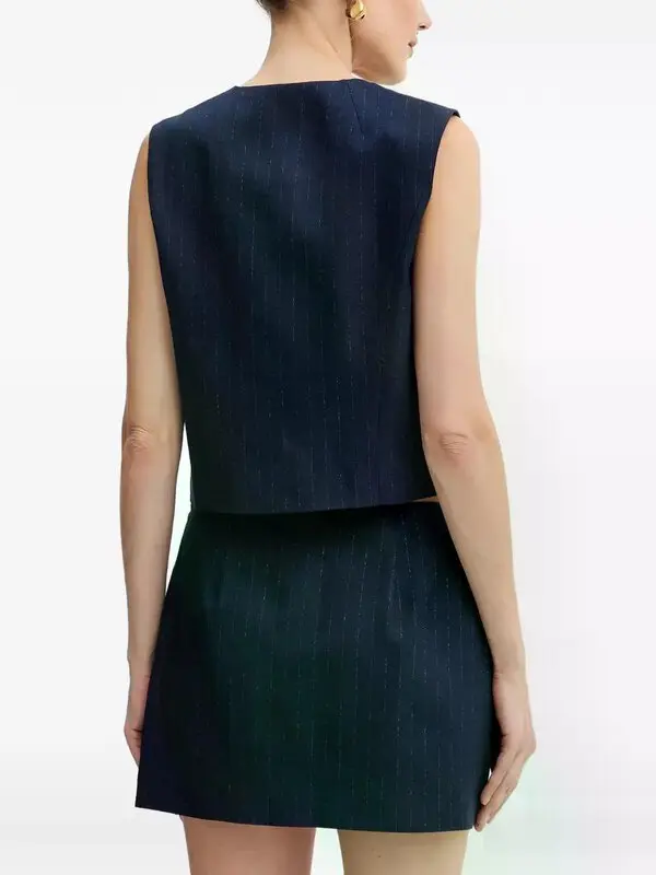 Guess Pinstripe Cropped Vest - Blue
